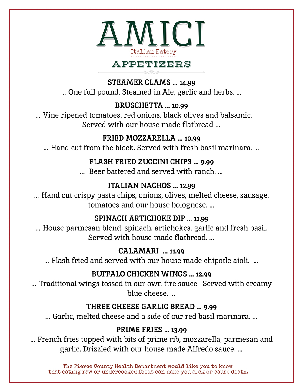 Handmade Italian Food Graham, WA | Amici Italian Eatery